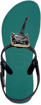 UZURII | Selena Diamond Silver - Bosgroen | Tongs pour femme | Sandales confortables et &eacute;l&eacute;gantes faites &agrave; la main | Pour int&eacute;rieur et ext&eacute;rieur 35/36