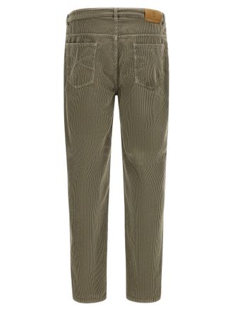Brunello Cucinelli Pure Cotton Corduroy Trousers - Olive Green