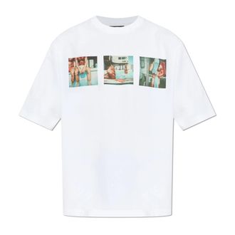 Dsquared2 Homme, Tops, Blanc, Taille: S T-shirt ample avec imprim&eacute; Tom Bianchi