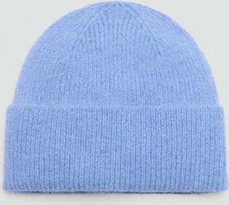 Mango Bonnet maille c&ocirc;tel&eacute;e bleu ciel - Femme - Taille unique - MANGO
