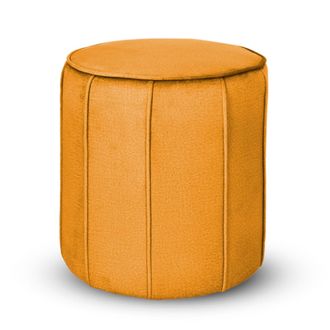 MG Design Runder Sitzhocker 42 x 45,5 cm in Gelb mit Ziern&auml;hten - Gepolsterter Polsterhocker mit F&uuml;&szlig;en f&uuml;r Wohnzimmer oder Schlafzimmer