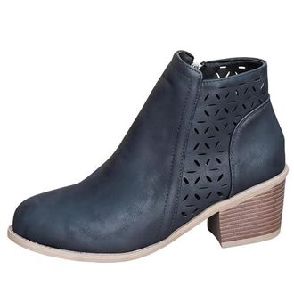 Generic Bottines d&eacute;contract&eacute;es &agrave; talon &eacute;pais pour femme - &Eacute;l&eacute;gantes - Couleur unie - Fermeture &eacute;clair lat&eacute;rale - Antid&eacute;rapantes - Confortables - Pour le trava