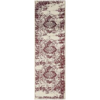 benuta Basic Teppich Suki - Creme/Rot 80x240 cm - Kunstfaser - Läufer & im Style: Vintage, Orient Style - Pflegeleicht für Wohnzimmer Schlafzimmer - Benuta