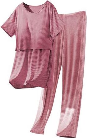 Generic Ensemble de v&ecirc;tements de nuit de maternit&eacute;, chemises dallaitement avec soutien-gorge et pantalon int&eacute;gr&eacute;s, v&ecirc;tements de nuit, haut et bas de pyjama &agrave; 