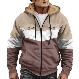 Generic Veste &agrave; capuche doubl&eacute;e pour homme avec fermeture &eacute;clair et poches - Tendance et d&eacute;contract&eacute;e - Confortable pour le froid, 01 - Kaki, 5XL