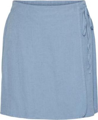 Pieces PCKAREN HW Skirt Jupe d&eacute;t&eacute;, Blue Bell, L Femme