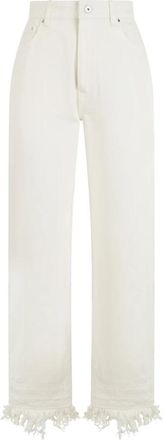 Paco Rabanne Jean baggy &agrave; franges - Femme - Jeans - Blanc - Taille: W26