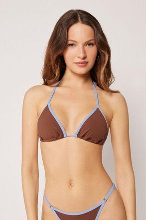 Calzedonia Triangel-bikini-top Mit Kontrastpaspel Blau