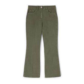 Motivi Kick-Flare Hose aus Stretch-Baumwolltwill - - Trousers - Damen - Gr&uuml;n - 2XS