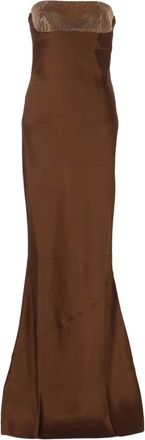 Retrofête robe longue à ornements strassés Graziella - Marron