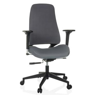 hjh OFFICE Bürostuhl ergonomisch HENFIELD B Drehstuhl mit Flexibler Rückenlehne, Muldensitz mit Sitztiefenverstellung, Stoff Grau