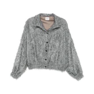 Alysi Femme, Vestes, Gris, Taille: 34 FR Blouson &agrave; franges