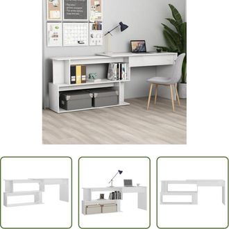 vidaXL vidaXL Hochglanz-Wei&szlig; - Eckschreibtisch Hochglanz-Wei&szlig; 200x50x76 cm Holzwerkstoff