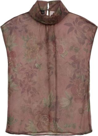 Oltre Femme, Blouses et Chemises, Brun, Taille: 44 FR Blouse Fantaisie en Cr&ecirc;pe