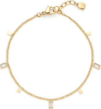 Leonardo Bracelet Ciao Liora, bijou en acier inoxydable doré, plaquettes rectangulaires et pierres en verre transparentes, 18-20 cm de long, bijoux pour femme,