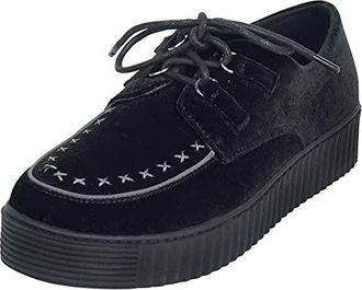 Gothicana by EMP Femme Pantoufles Noires &agrave; laspect Velours EU41