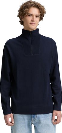 Tom Tailor Tom Tailor Herren 1047962 Troyer Strickpullover aus Baumwolle, 10668-Sky Captain Blue, XXL