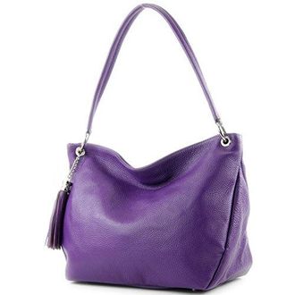 modamoda.de T154 - ital Sac à bandoulière en cuir, lilas, M