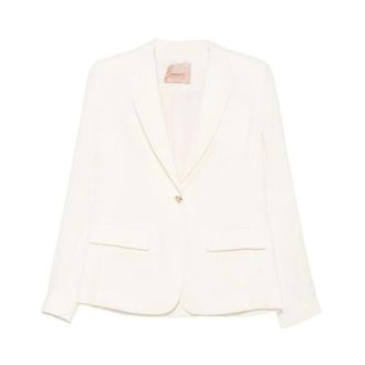 Twinset Femme, Vestes, Blanc, Taille: 42 FR Blazer droit &agrave; motif coeur