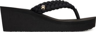 Tommy Hilfiger Zehentrenner Tommy Hilfiger Th Wedge Braided Summer Sandal FW0FW09198 Schwarz