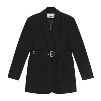 Ganni Crepe Blazer - - Jackets - Damen - Schwarzk - XS