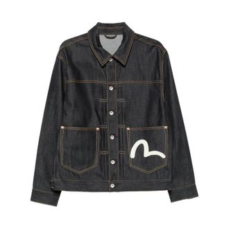 Evisu Seagull-Print Denimjacke mit Falten - - Jackets - Herren - Blau - L