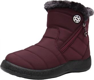 Eagsouni Winterstiefel Damen Winterschuhe Warm Plush Gef&uuml;tterte Schneestiefel Winter Flach Kurzschaft Boots Outdoor Wasserdicht rutschfest Stiefel Schuhe, Wein