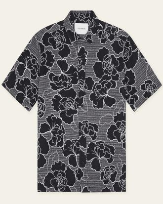 Les Deux Kurzarmhemd mit floralem Print mit Lyocell-Anteil in