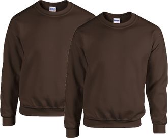 Gildan 2er Herren Sweatshirt Heavy Blend Sweat M L XL 2XL 3XL 4XL 5XL in verschiedenen Farbsets & HLKauf-Block (2X Dark Choco & 1x HLKauf-Block, XXL)