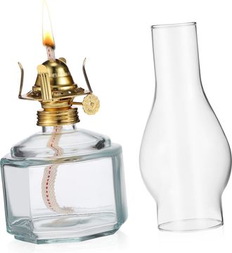 SOLUSTRE Dekorative Öllampe Aus Glas Petroleumlampe Für Innen Vintage-öllampe Mit Dochtbrenner Tisch-öllampe Als Dekoration Tempel-petroleumlampe