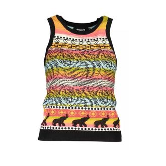 Desigual Femme, Pulls, Multicolore, Taille: 44 FR D&eacute;bardeur en Coton Noir avec D&eacute;tails Contrastants