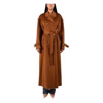 Elisabetta Franchi Doppelreihiger Mantel aus doppelseitigem Wollstoff - - Coats - Damen - Braun - L