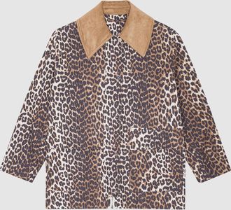 Ganni Veste Printed Canvas Midi Almond Milk