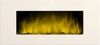 Chemin'Arte Cheminée Électrique Effet Flammes LEDs Murale White Loft XXL 120 cm - Blanche - Conçue en France - Garantie 2 Ans