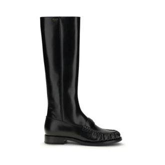 Prada Bos Taurus Flat Boots - - Shoes - Damen - Schwarzk - 38 1/2 EU