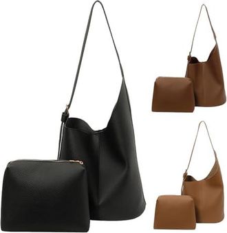 Generic Sac Hobo en cuir PU, sacs &agrave; main tendance, grand sac &agrave; bandouli&egrave;re pour femmes de travail (noir)