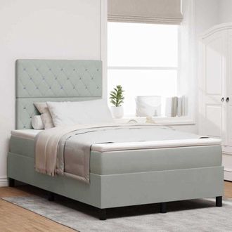vidaXL Boxspringbett mit Matratze Hellgrau 120 x 200 cm Samt vidaXL