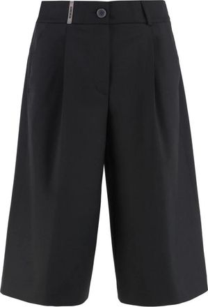 PESERICO Femme, Pantalons, Noir, Taille: 38 FR Wide Leg Pleated Cropped Pants
