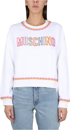 Moschino Femme, Sweatshirts et sweats &agrave; capuche, Blanc, Taille: 36 FR Felpa
