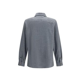 Brunello Cucinelli Mens Gray Wool Oves Aries Shirt