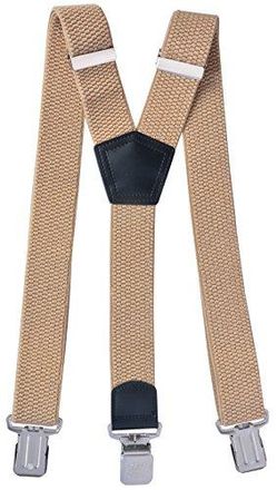 Miobo Bretelles en X ou en Y de 4 cm de large avec 3 ou 4 pinces Convient pour homme et femme Coloris au choix - Beige - Taille Unique