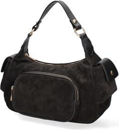 Gave Lux Sac &agrave; bandouli&egrave;re pour femme en cuir v&eacute;ritable Made in Italy 30x17x12 cm GLX228108523FBG, Noir, Taille unique