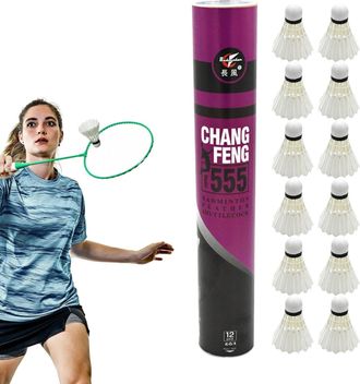 Generico Federb&auml;lle f&uuml;r Badminton-V&ouml;gel: Entenfedern, Sporttrainingszubeh&ouml;r, stabile und robuste Flugleistung, Packung mit zw&ouml;lf Wettbewerbsausr&uuml;stungen | prak
