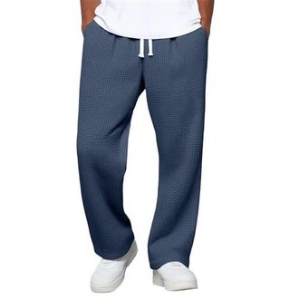 Generic Pantalon de jogging pour homme, ourlet ouvert gaufr&eacute;, pantalon de jogging pour homme, jambe large, pantalon de sport, cordon de serrage, l&eacute;ger, confor