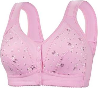 Generic Soutien-gorge de sport imprim&eacute; fin boutonn&eacute; sur le devant pour femme sans armatures avec fermeture avant, rose, XXL