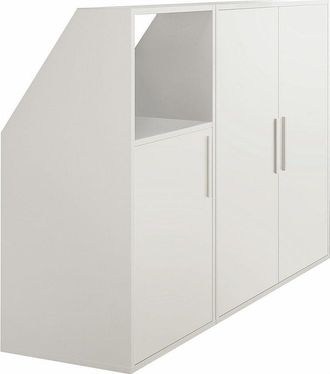 Vente-Unique Schrank unter Dachschr&auml;ge mit 3 T&uuml;ren & 1 Ablage - Wei&szlig; - ADEZIO