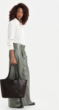 Calvin Klein Handtasche Bold Ck Shopper LV04F3562G Dunkelbraun