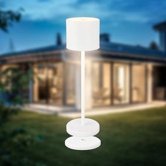 B.K.Licht LED Tischlampe kabellos IP44 mit Ladestation, dimmbar in Stufen, Akku & Lichtquelle tauschbar, Nachttischlampe, Dekolampe, LED Lampe, Akku Tischleucht