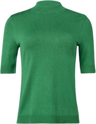 Comma Kurzarmpullover Strickpullover Schmaler Feinstrick-Pullover mit Ripp-Detail