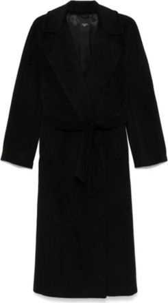 Max Mara Femme, Manteaux, Noir, Taille: 38 FR Manteau Noir Laine Alpaga Style Kimono